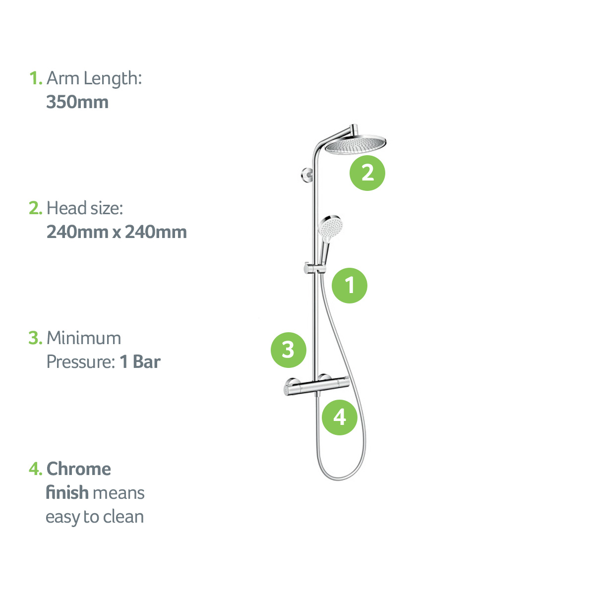 hansgrohe Crometta S 240 1jet Showerpipe EcoSmart Chrome