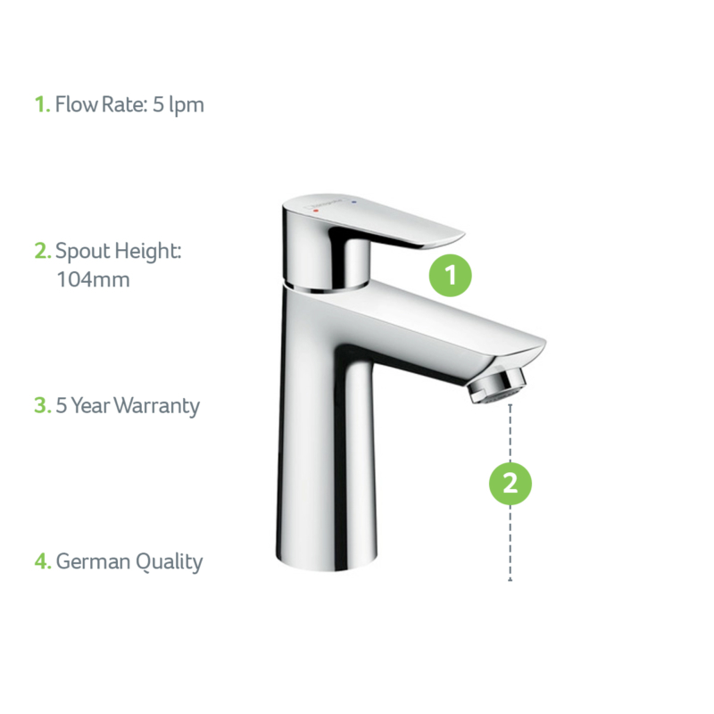 hansgrohe Talis E 110 CoolStart Single Lever Basin Mixer with Pop-Up ...