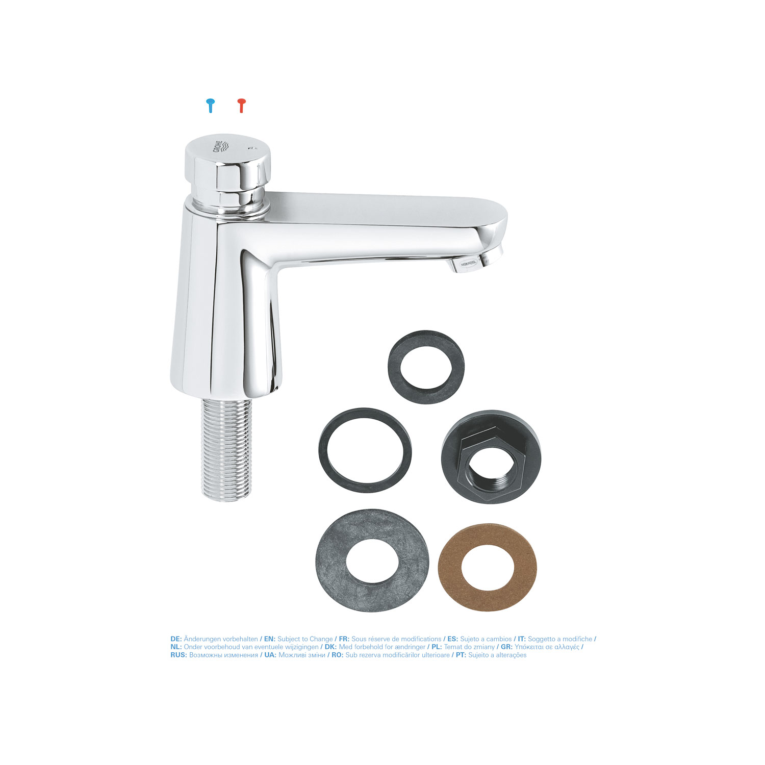 Grohe Euroeco Cosmopolitan T Self Closing Monobloc Pillar Tap