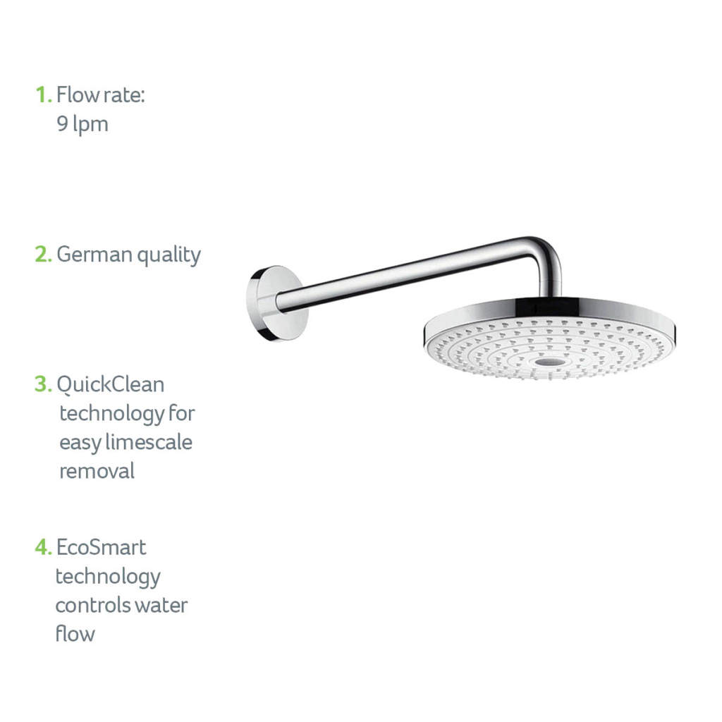 hansgrohe Raindance Select S 240 EcoSmart Rain Shower Head with 390mm ...