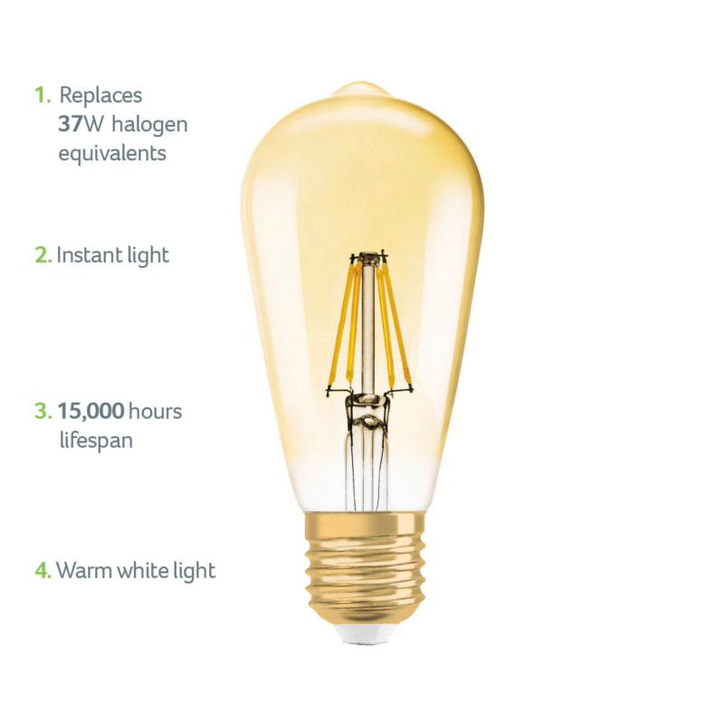 Ledvance Vintage 1906 LED Filament Gold E27 4W 2500K | Warm White