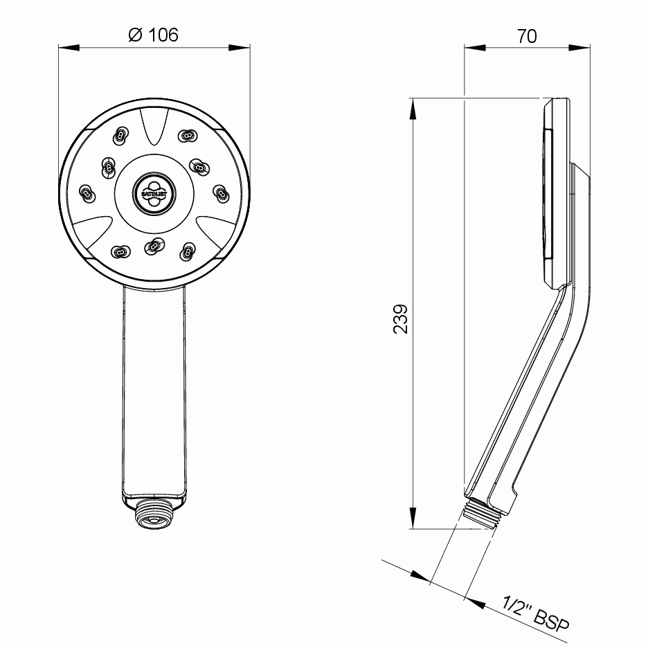 Methven Kiri Satinjet Hand Shower Low Flow Chrome and Graphite