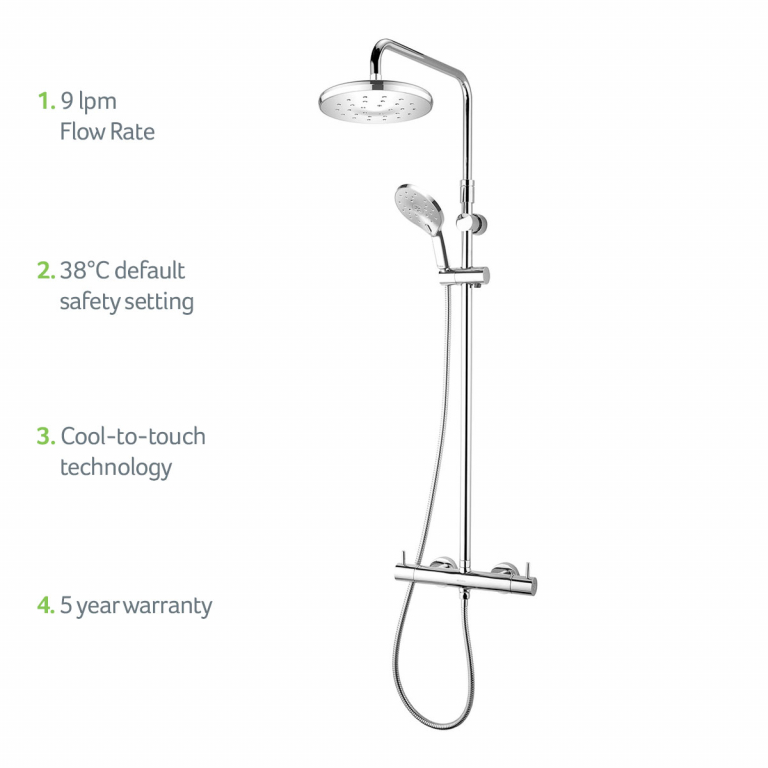 Methven Kaha Satinjet Shower Bar Chrome | with Diverter