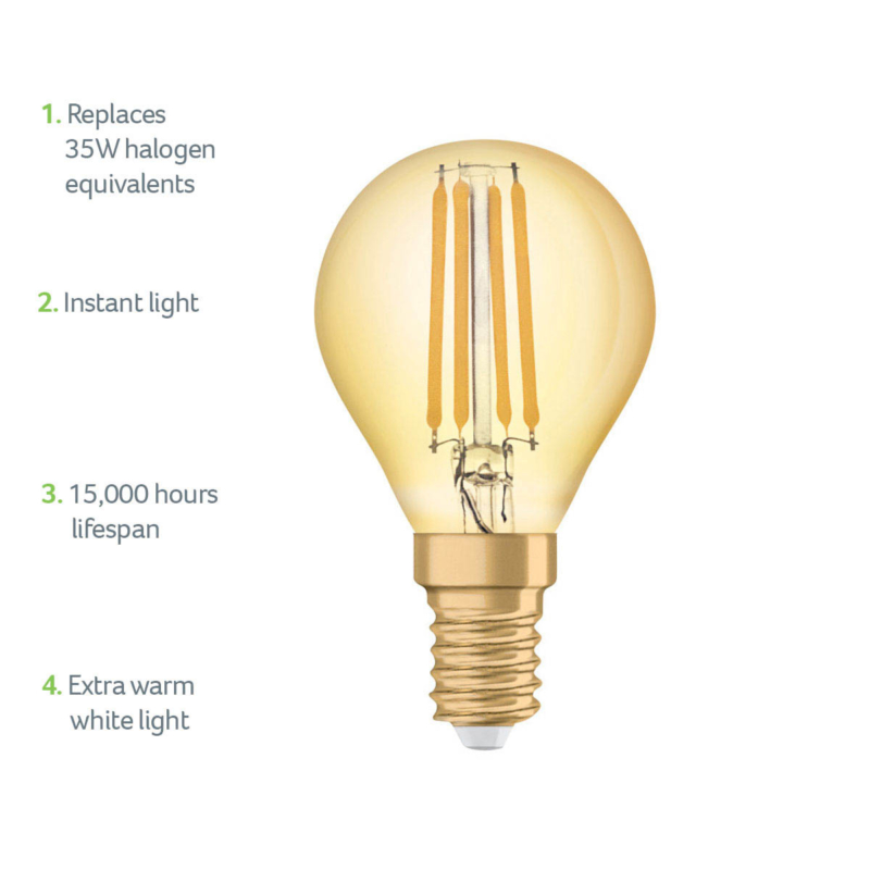 Ledvance Vintage 1906 LED Filament Gold E14 4W 2400K | Warm White