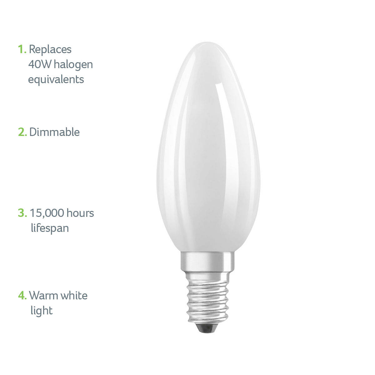 Ledvance Parathom Frosted LED Candle E14 5W 2700K | Warm White | Dimmable