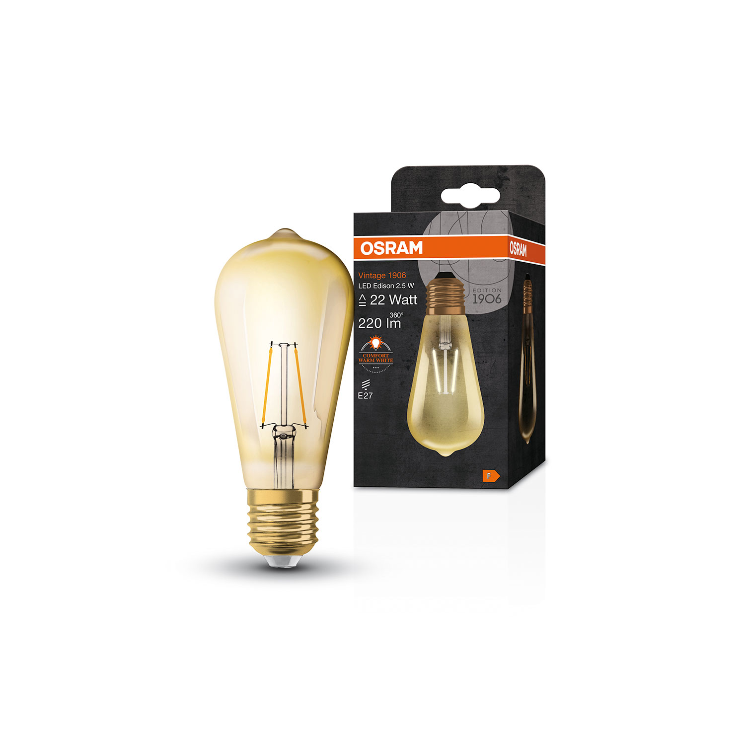 Ledvance Vintage 1906 LED Filament Gold E27 2.5W 2400K | Warm White