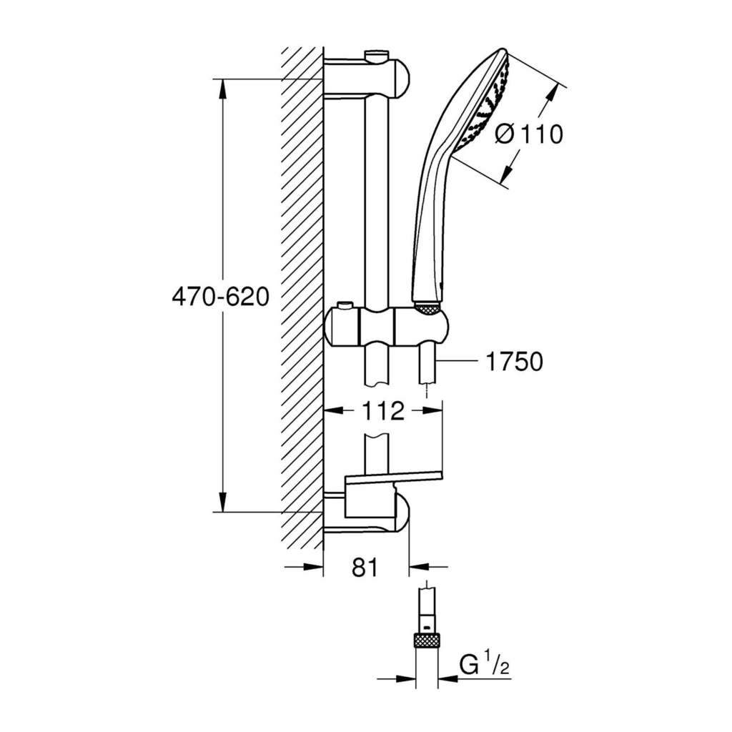 Grohe Euphoria 110 Mono Shower Mixer Set | Chrome Shower Head