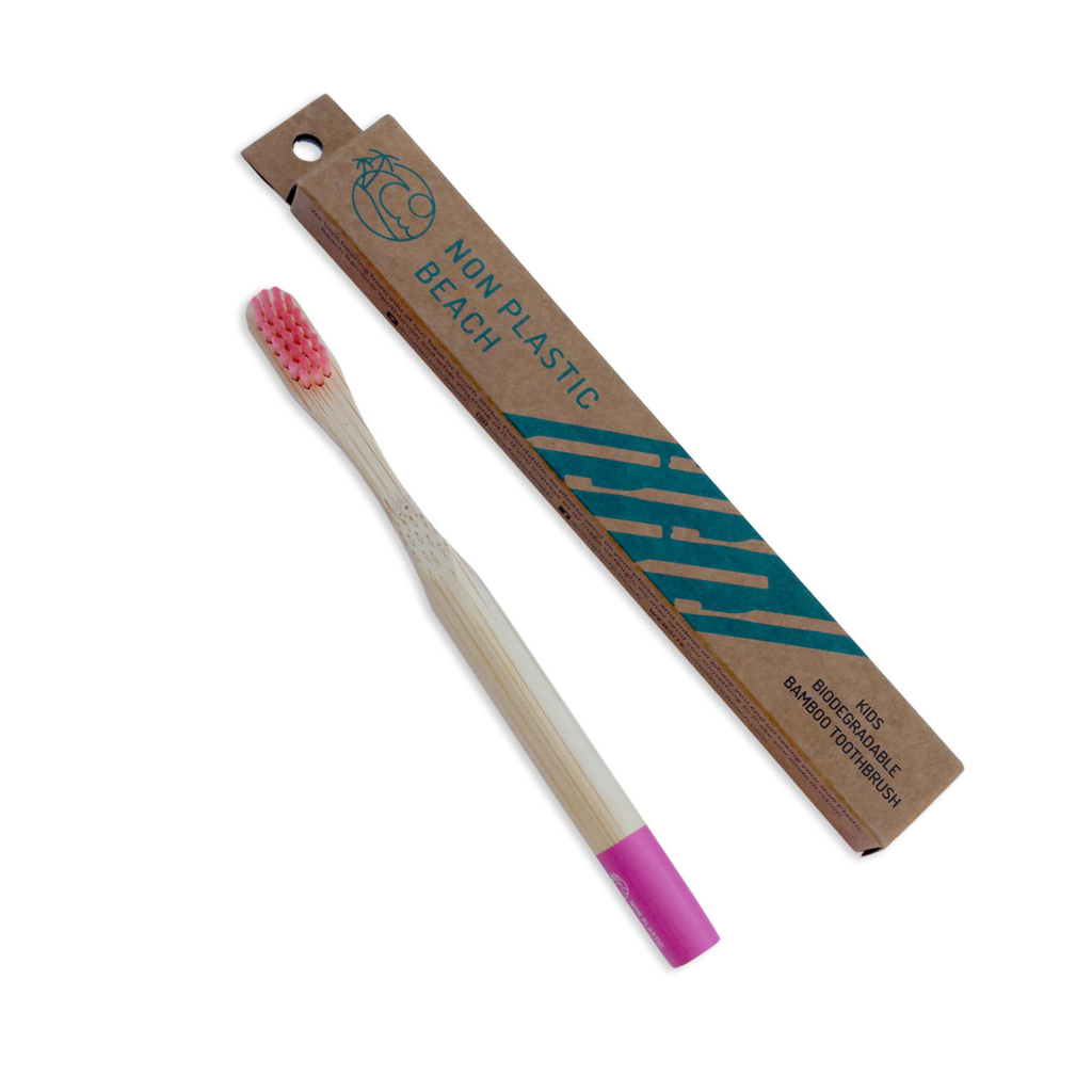 Non Plastic Beach Kids Bamboo Toothbrush | Pink