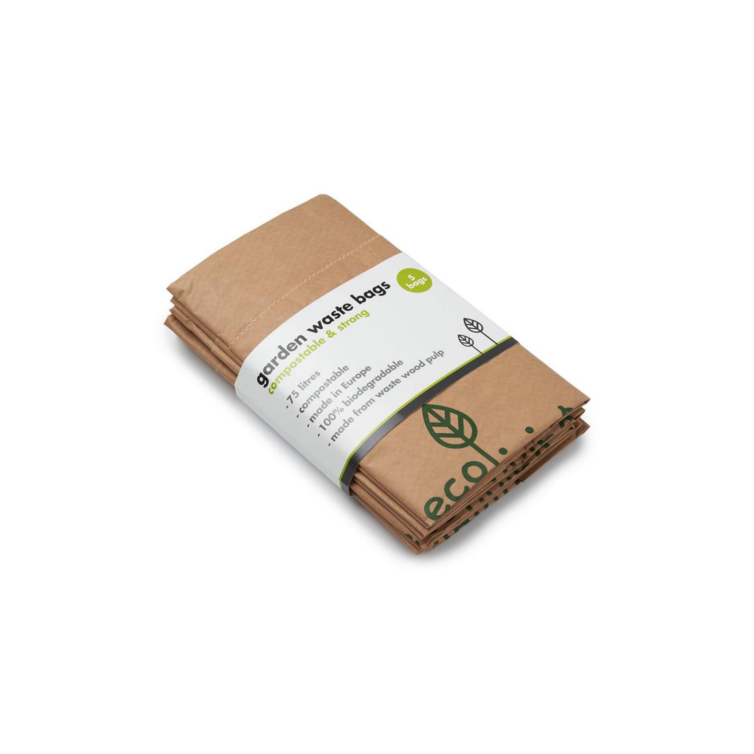 ecoLiving Compostable Garden Waste Bags | 75 Litre | 5 Pack