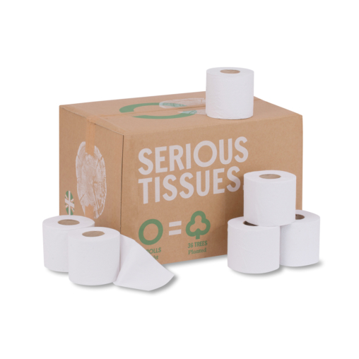 Serious Tissues Toilet Paper | 100% Plastic Free | 36 Rolls | 3 Ply