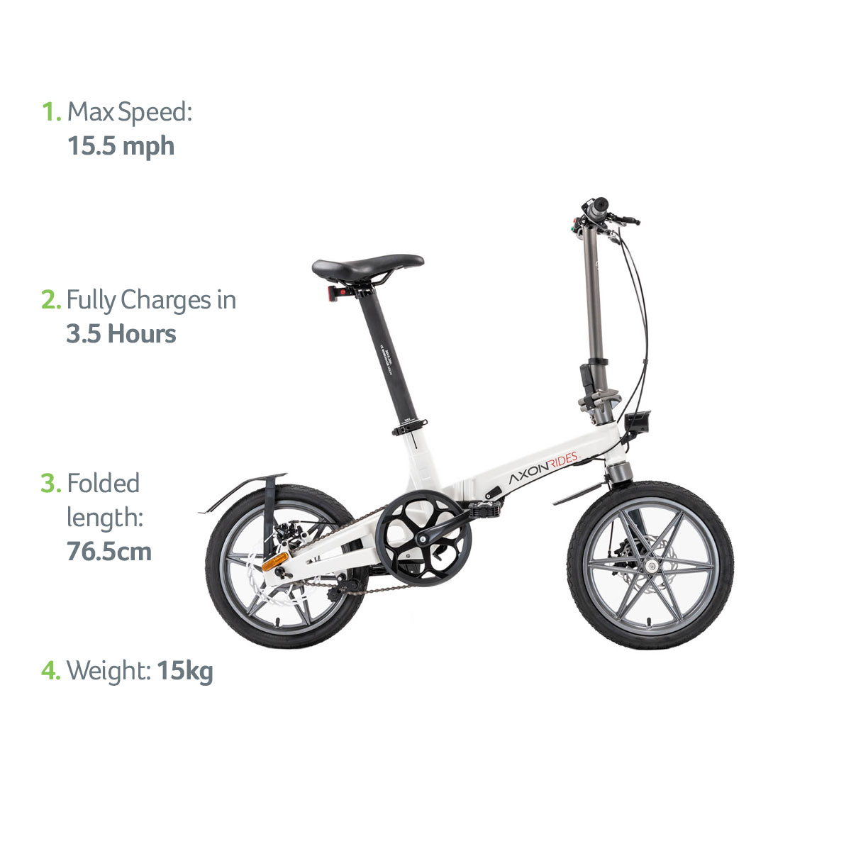 Axon Rides Pro Max Folding Commuter eBike | Ivory White | Up To 30 Mile ...