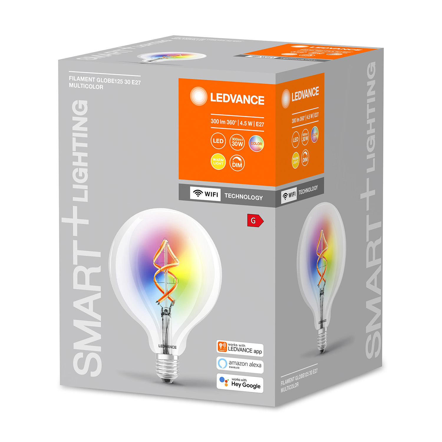 Ledvance Smart+ LED Filament Large Globe 125 E27 4W | Multicolour RGBW | WiFi