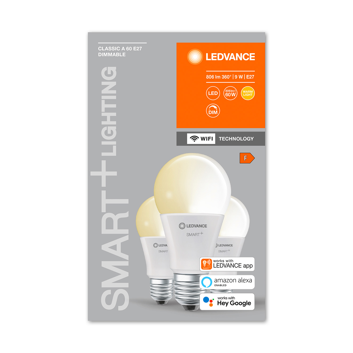 Ledvance Smart+ A60 Bulb E27 9W | Warm White | WiFi | 3 Pack