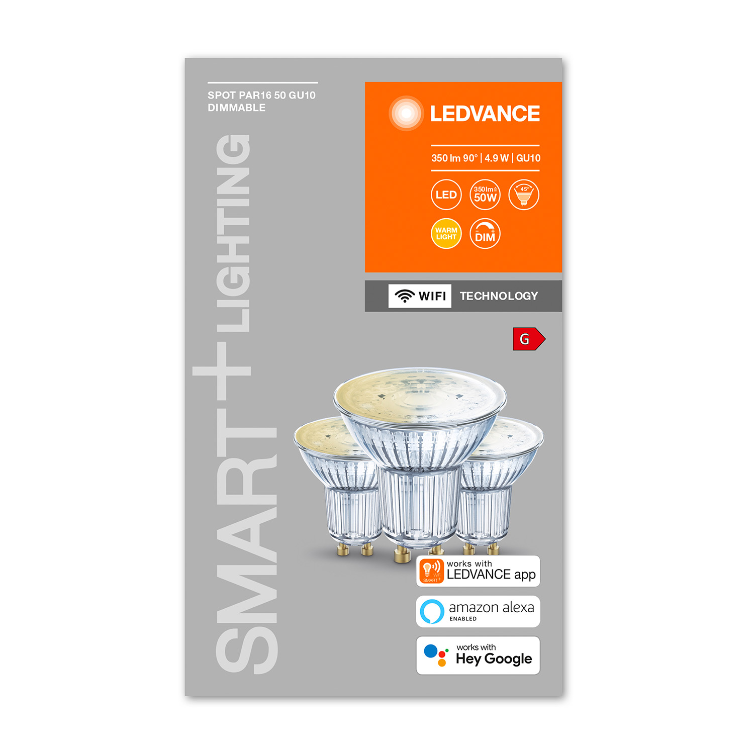 Ledvance Smart+ LED Spotlight GU10 4.9W | Warm White | WiFi | 3 Pack