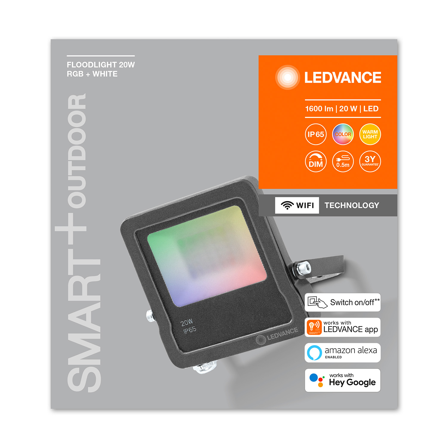 Ledvance Smart+ WiFi Floodlight 20W | Multicolour RGBW | WiFi