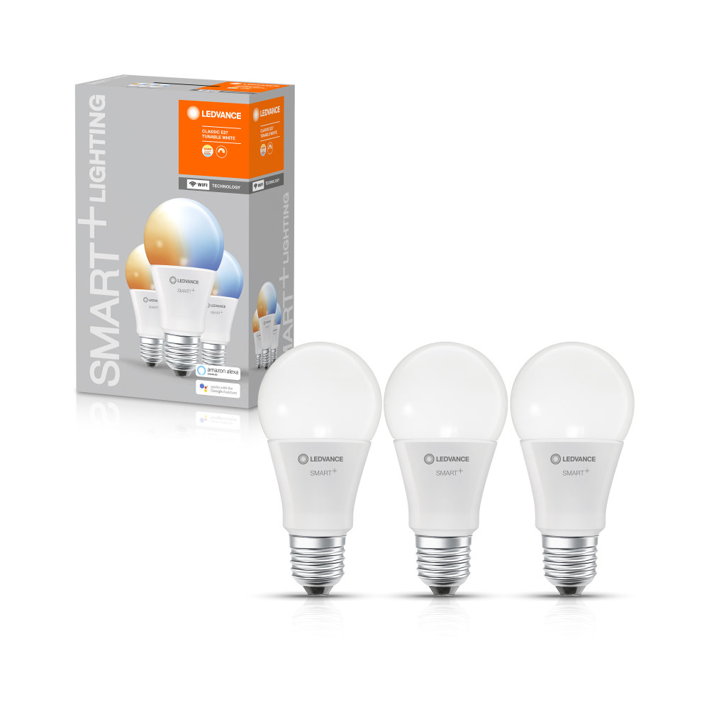 Ledvance Smart+ A60 WiFi Bulb E27 9W Tunable White 3 Pack