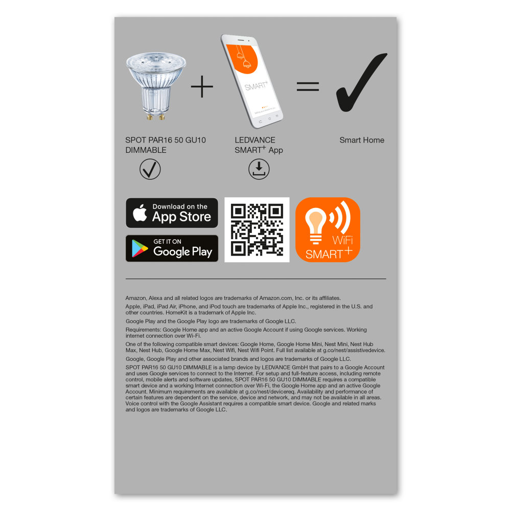 Ledvance Smart+ LED Spotlight GU10 4.9W | Warm White | WiFi | 3 Pack