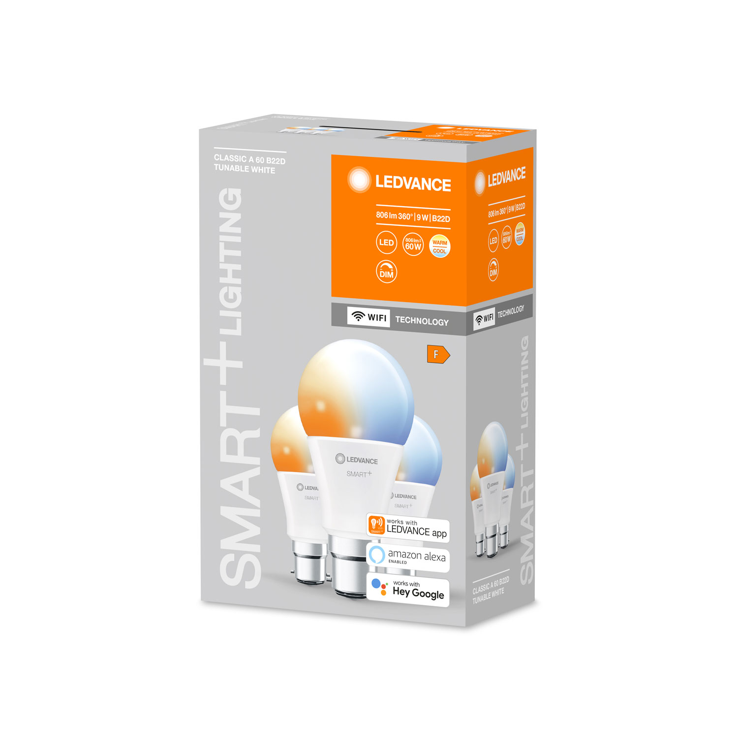 Ledvance Smart+ A60 Bulb B22d 9W | Tunable White | WiFi | 3 Pack