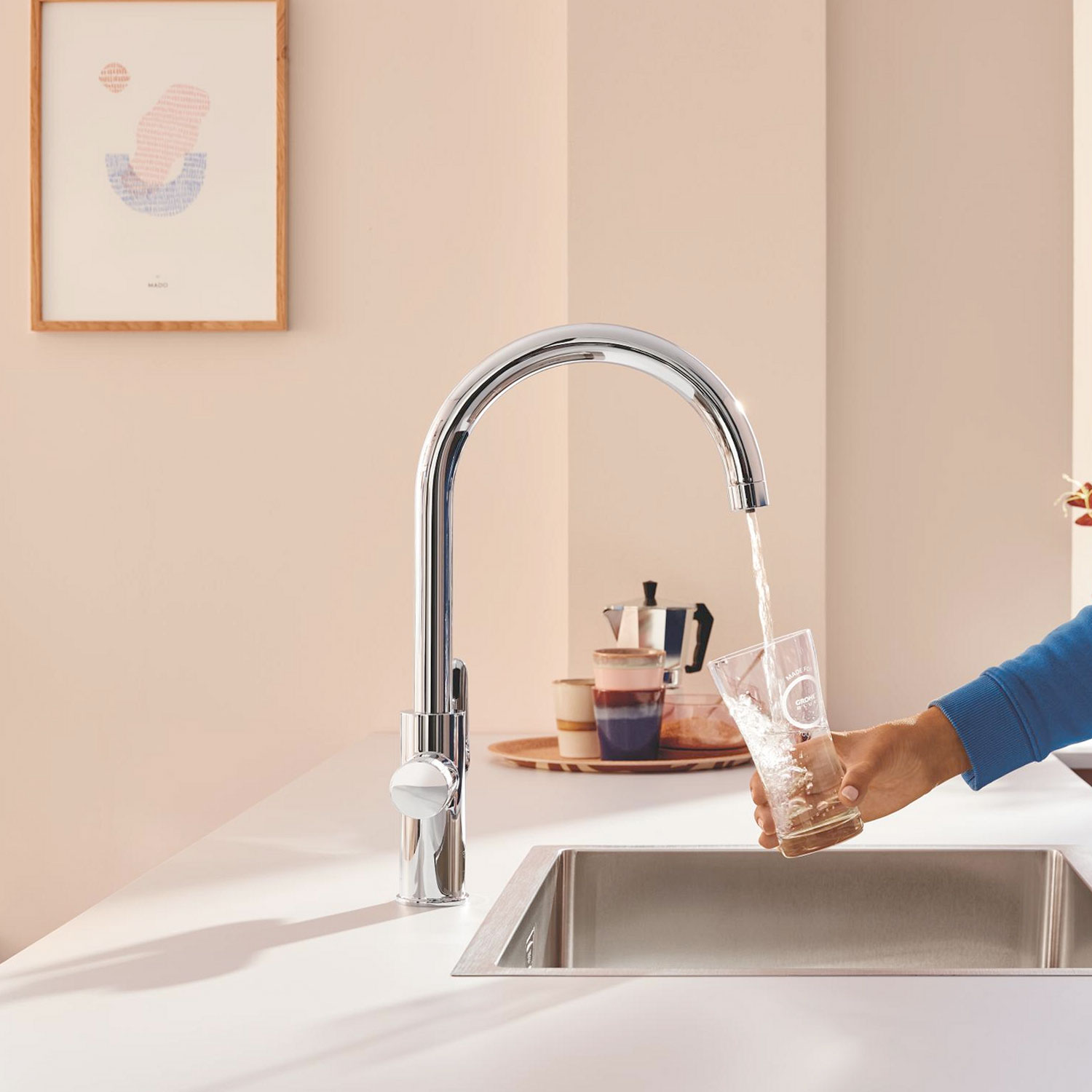 Grohe Blue Pure BauCurve 282 C Spout Kitchen Mixer Tap Starter Kit