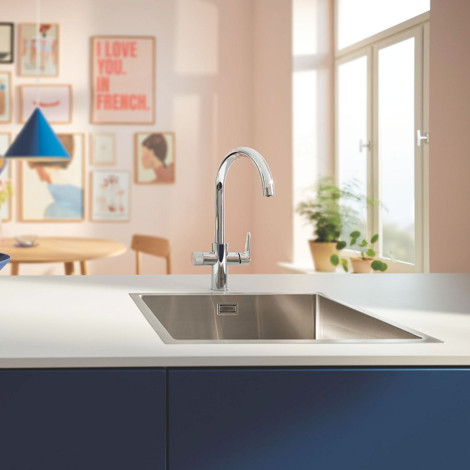 Grohe Blue Pure BauCurve 282 C Spout Kitchen Mixer Tap Starter Kit