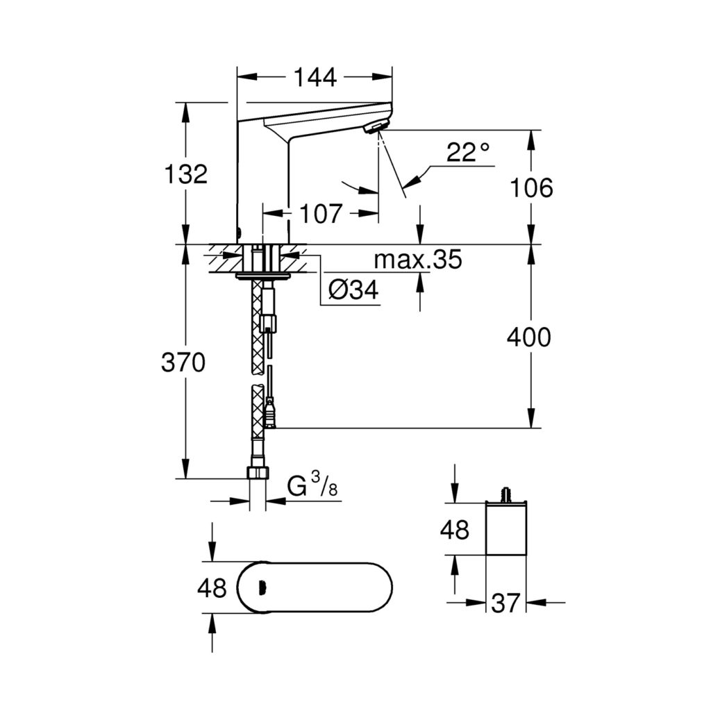 Grohe Eurosmart Cosmopolitan E Electronic Battery Powered Basin Mixer ...